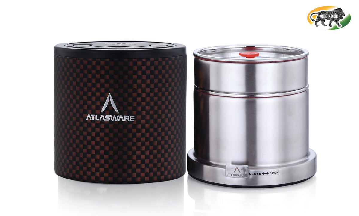 Atlasware Stainless Steel Black Chequered Lunch box 725ml (2 Container ...