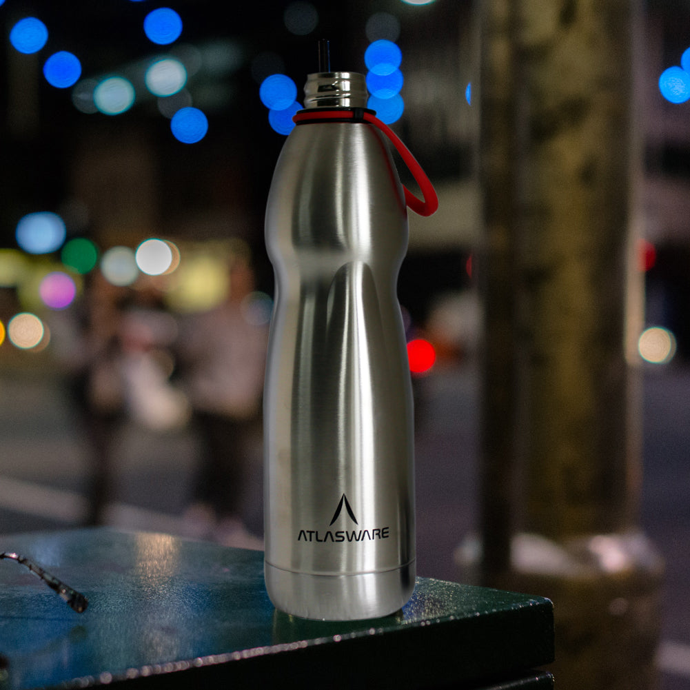 Stainless Steel Bulging Model Grey Vacuum Bottle - 1000 ml – Atlasware ...